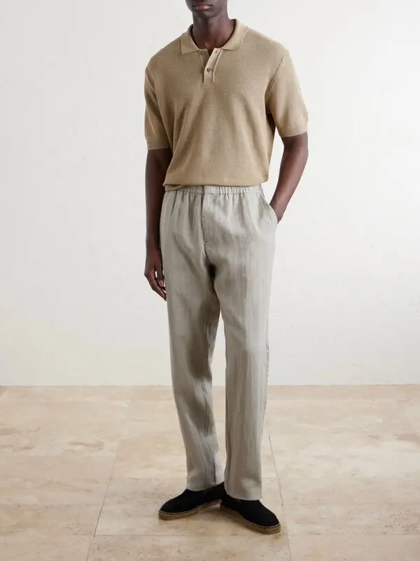 Sunspel Honeycomb-knit Linen And Silk-blend Polo Shirt