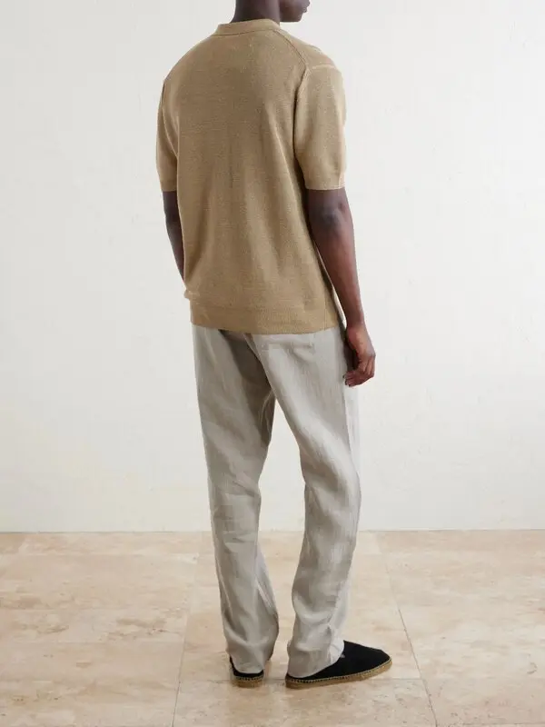 Sunspel Honeycomb-knit Linen And Silk-blend Polo Shirt