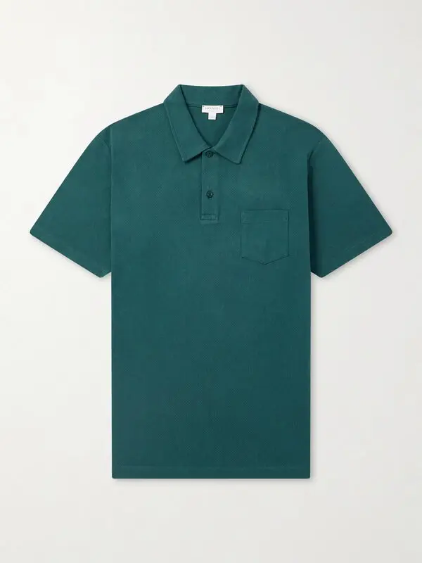 Sunspel Riviera Slim-fit Cotton-mesh Polo Shirt - Green