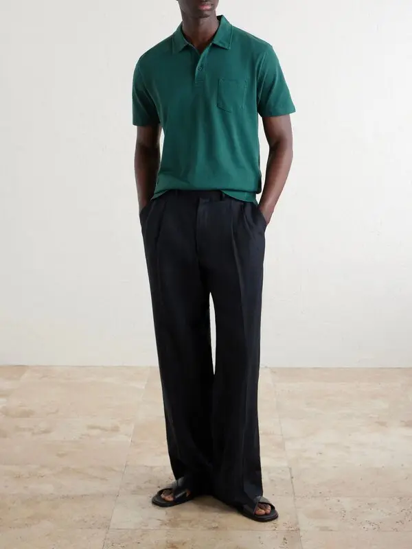 Sunspel Riviera Slim-fit Cotton-mesh Polo Shirt - Green