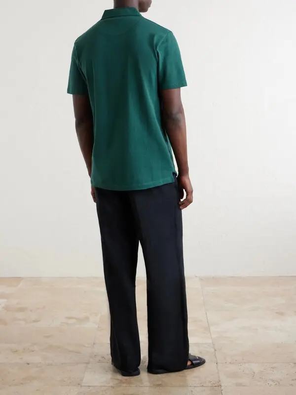 Sunspel Riviera Slim-fit Cotton-mesh Polo Shirt - Green