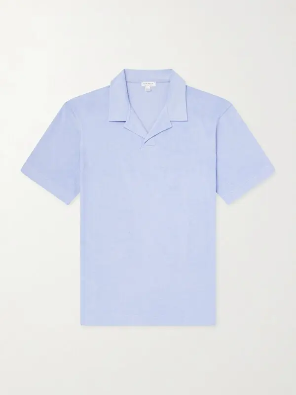 Sunspel Cotton-terry Polo Shirt - Blue