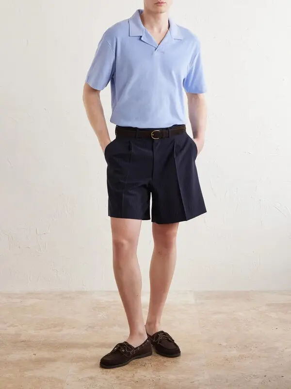 Sunspel Cotton-terry Polo Shirt - Blue