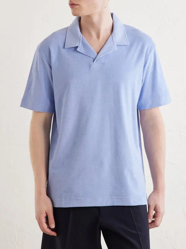 Sunspel Cotton-terry Polo Shirt - Blue