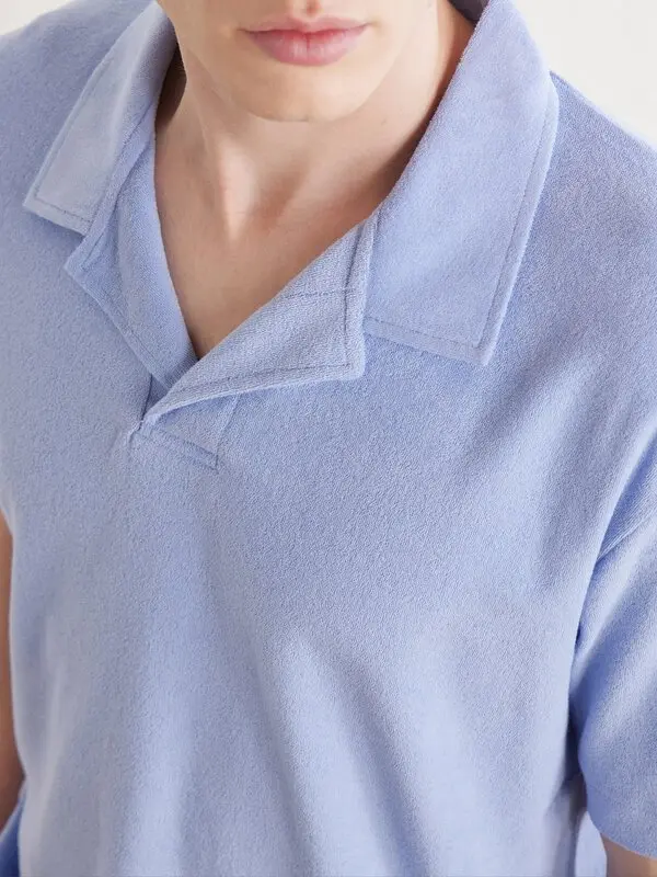 Sunspel Cotton-terry Polo Shirt - Blue