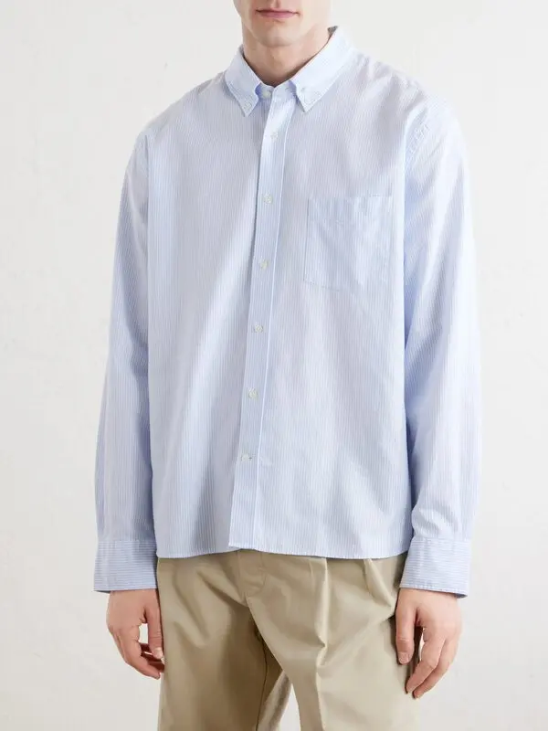 Officine Générale Striped Cotton Oxford Shirt