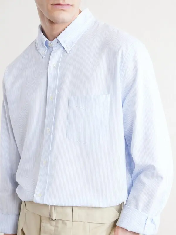 Officine Générale Striped Cotton Oxford Shirt