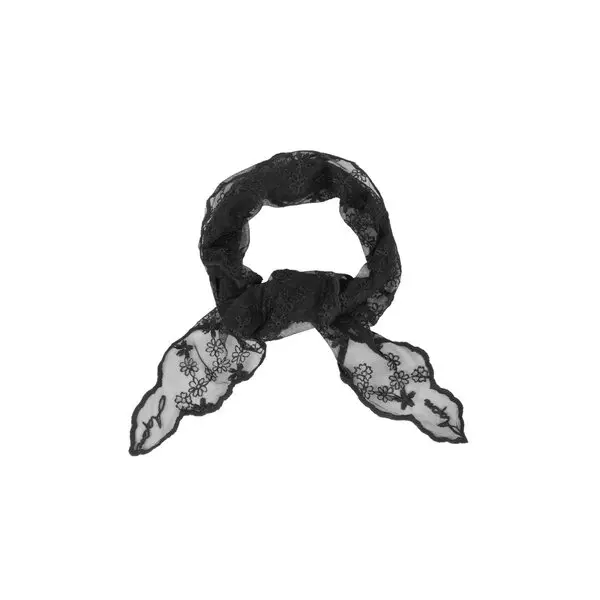 Saachi Embroidered Lace Bandana - Black