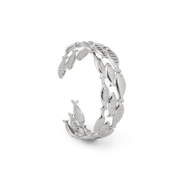 Saachi Fish Motif Cuff Bracelet - Silver