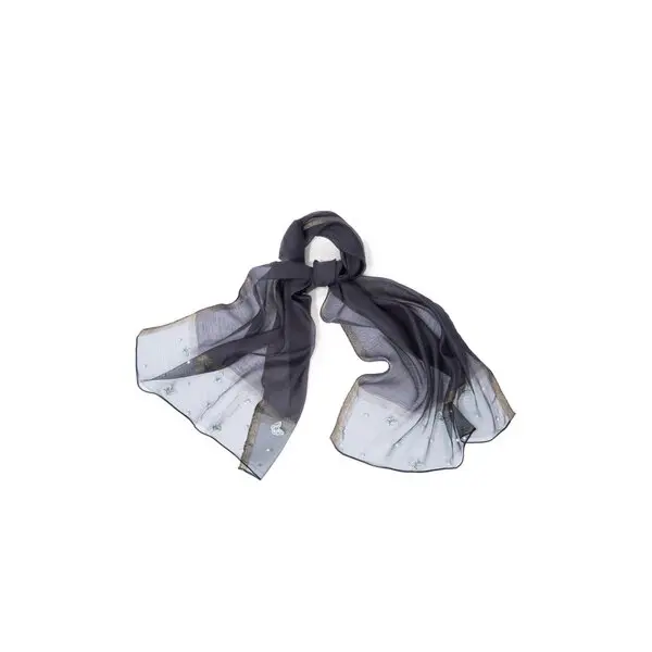 Saachi Butterfly Detail Silk Scarf - Black