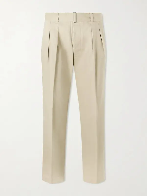 Officine Générale Straight-leg Pleated Cotton-twill Chinos