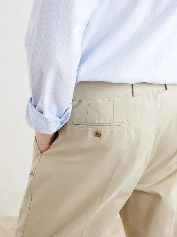Officine Générale Straight-leg Pleated Cotton-twill Chinos