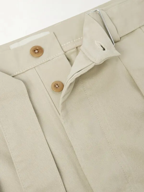 Officine Générale Straight-leg Pleated Cotton-twill Chinos
