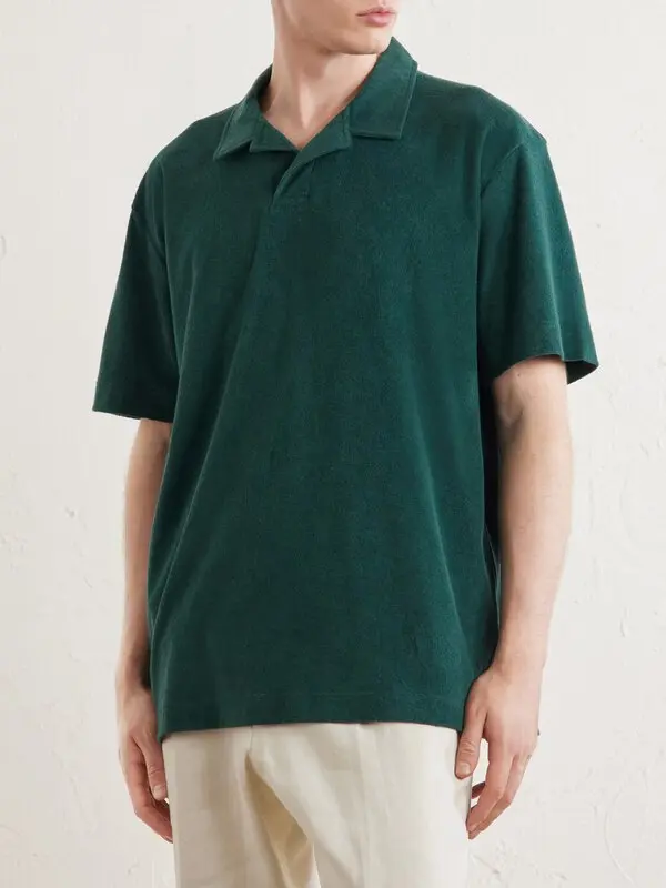 Sunspel Cotton-terry Polo Shirt - Green