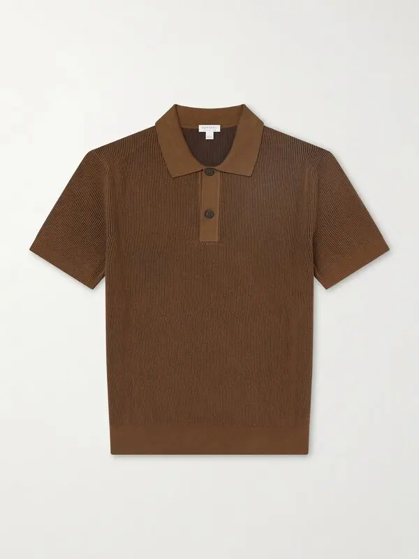 Sunspel Ribbed Cotton Polo-shirt