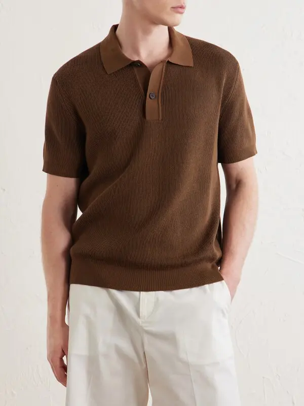 Sunspel Ribbed Cotton Polo-shirt