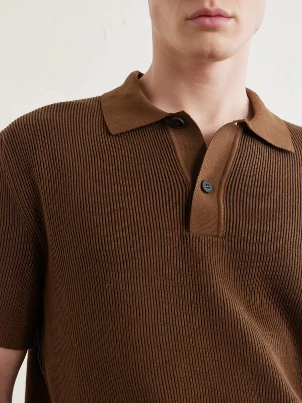 Sunspel Ribbed Cotton Polo-shirt