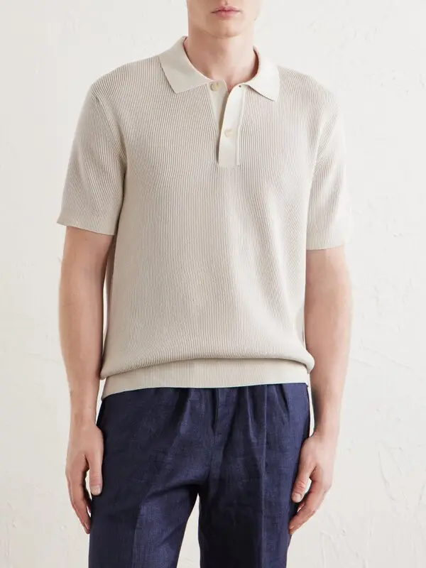 Sunspel Ribbed Cotton Polo-shirt