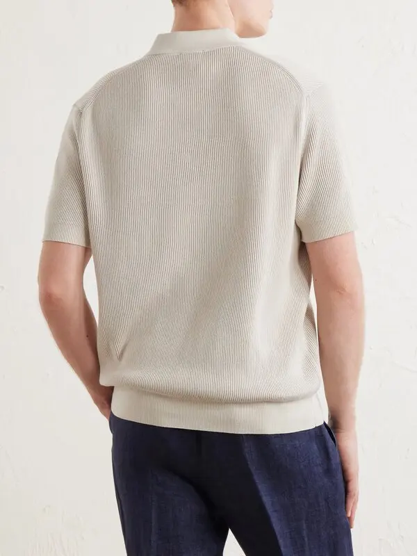 Sunspel Ribbed Cotton Polo-shirt