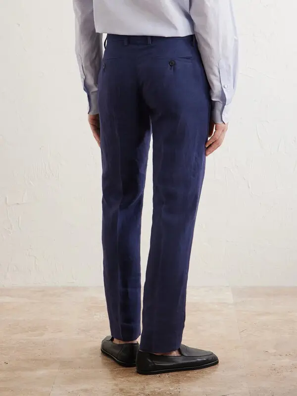 Sunspel Straight-leg Pleated Linen Trousers