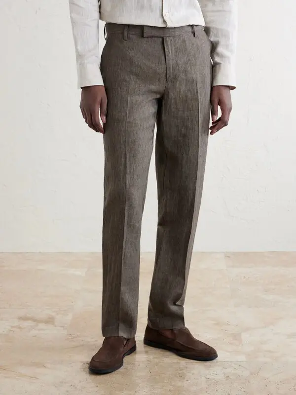 Sunspel Straight-leg Pleated Linen Trousers