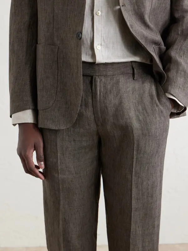 Sunspel Straight-leg Pleated Linen Trousers