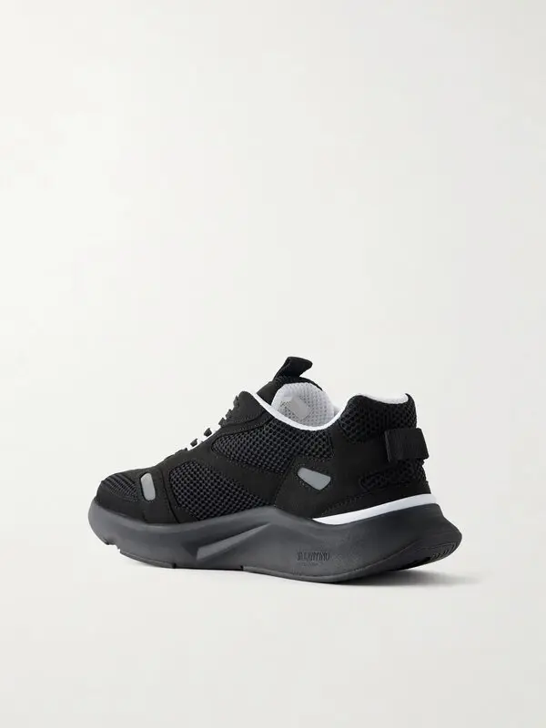 Valentino Garavani Demivee Suede-trimmed Mesh Sneakers