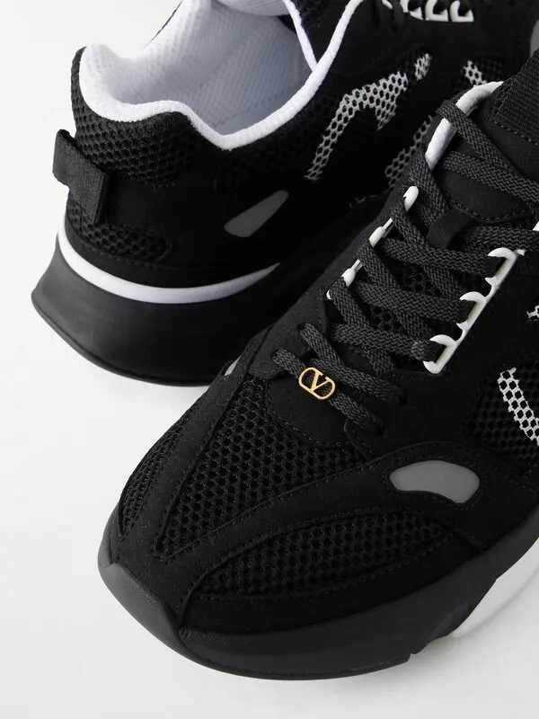 Valentino Garavani Demivee Suede-trimmed Mesh Sneakers
