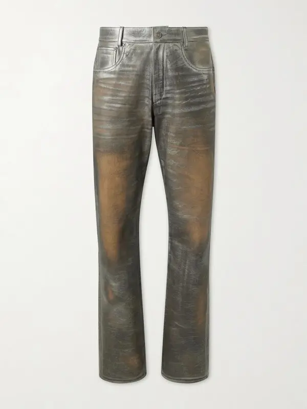 424 Straight-leg Leather Trousers With Metallic Coating