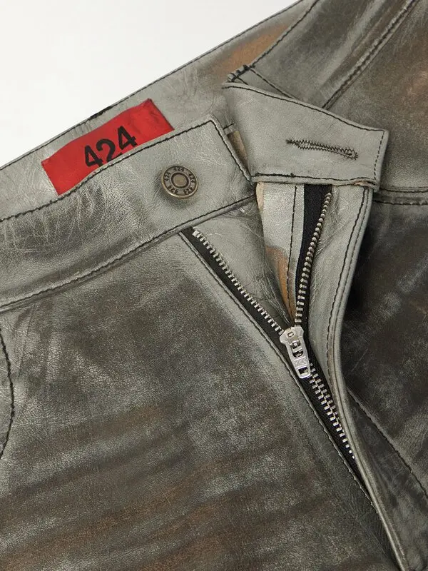 424 Straight-leg Leather Trousers With Metallic Coating
