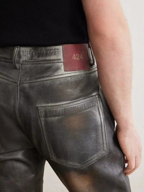 424 Straight-leg Leather Trousers With Metallic Coating
