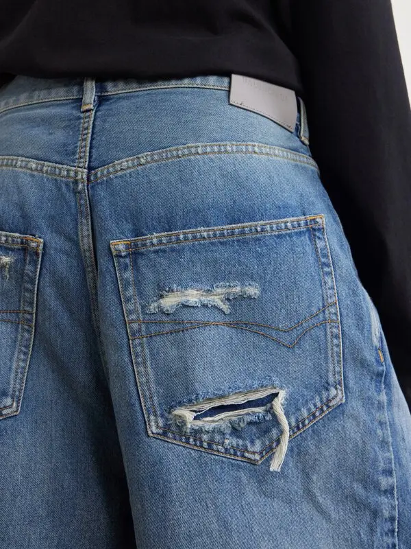 Balenciaga Wide-leg Distressed Jeans