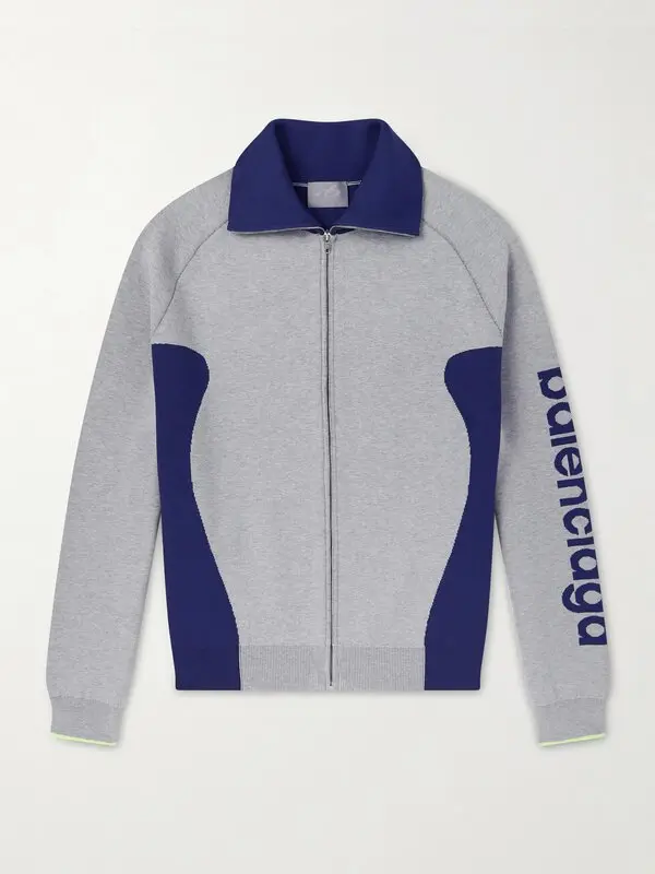 Balenciaga Logo Jacquard Zip-up Sweater