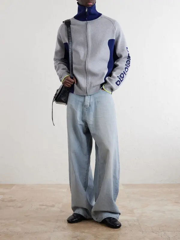 Balenciaga Logo Jacquard Zip-up Sweater