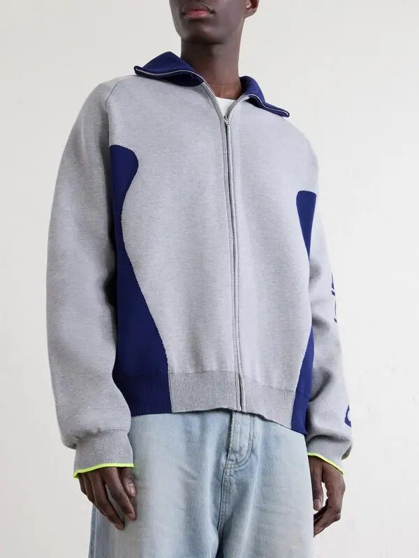Balenciaga Logo Jacquard Zip-up Sweater