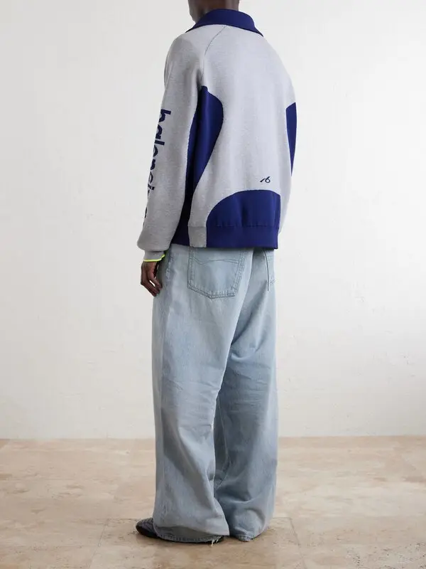 Balenciaga Logo Jacquard Zip-up Sweater