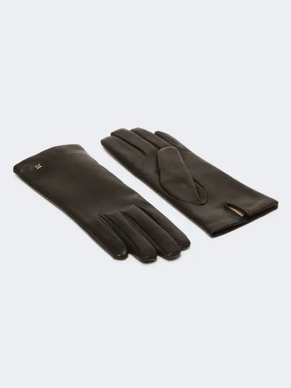 Max Mara Nappa Leather Gloves With Monogram Detail