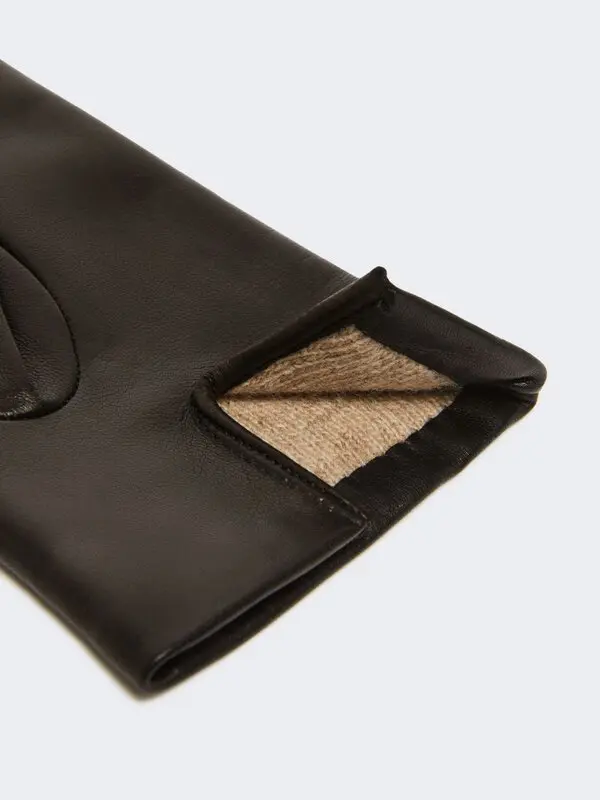 Max Mara Nappa Leather Gloves With Monogram Detail