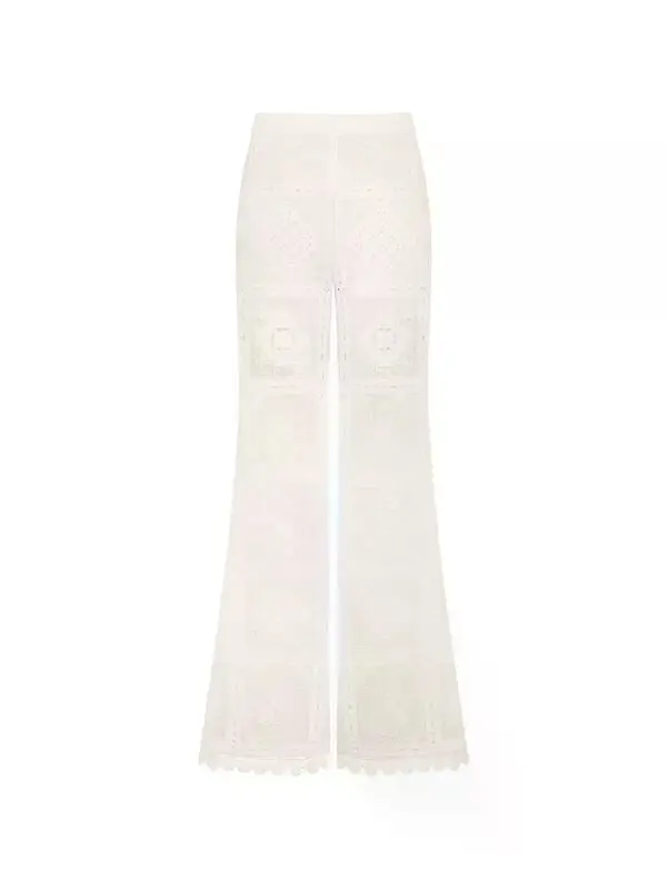 Zimmermann Aster Embroidered Palazzo Pants - Neutrals