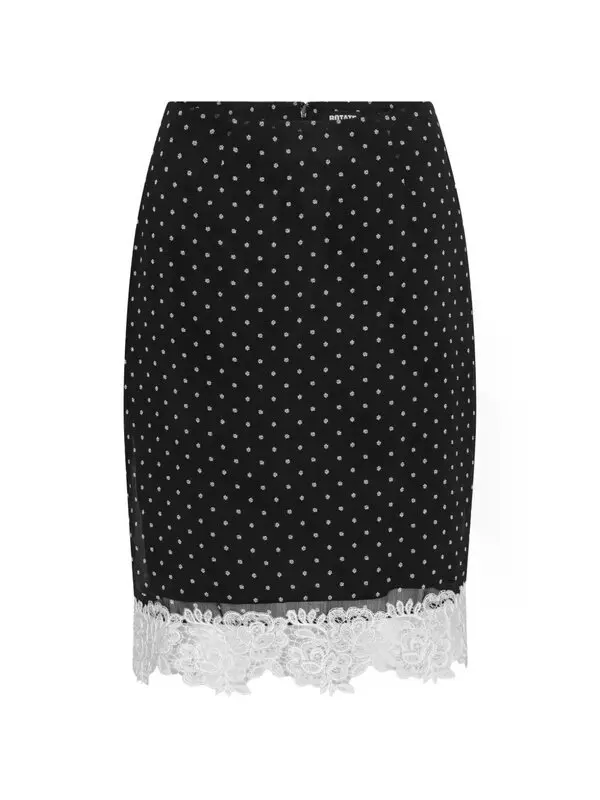 ROTATE BY BIRGER CHRISTENSEN Lace Polka-dot Pencil Skirt - Black