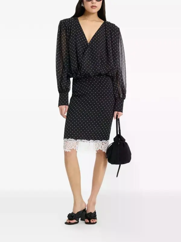 ROTATE BY BIRGER CHRISTENSEN Lace Polka-dot Pencil Skirt