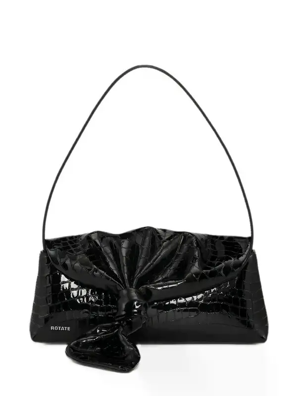ROTATE BY BIRGER CHRISTENSEN The Drape Bag Croco Shoulder Bag - Black