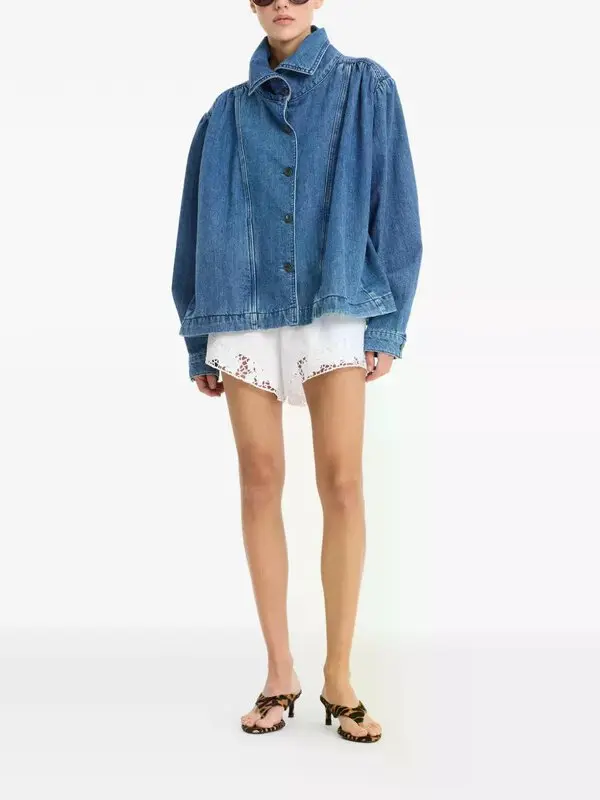 ROTATE BY BIRGER CHRISTENSEN Gathered Denim Jacket