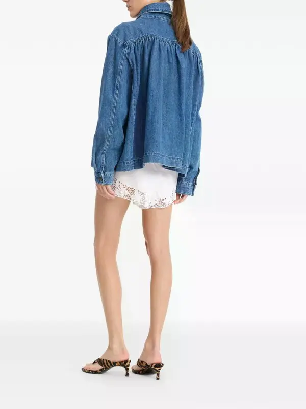 ROTATE BY BIRGER CHRISTENSEN Gathered Denim Jacket