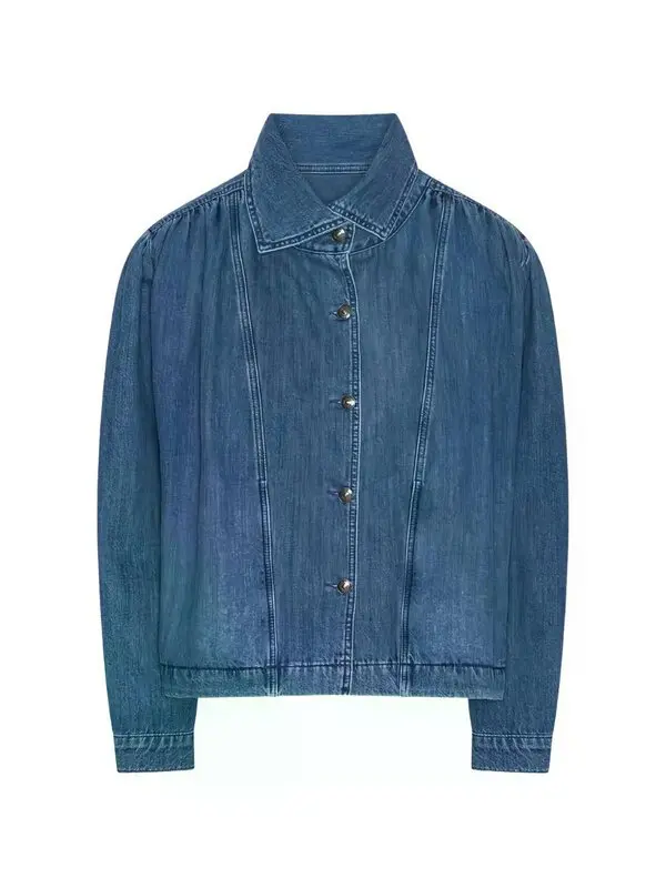 ROTATE BY BIRGER CHRISTENSEN Gathered Denim Jacket - Blue