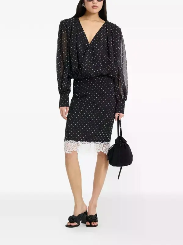 ROTATE BY BIRGER CHRISTENSEN Floral Ruched V-neck Blouse