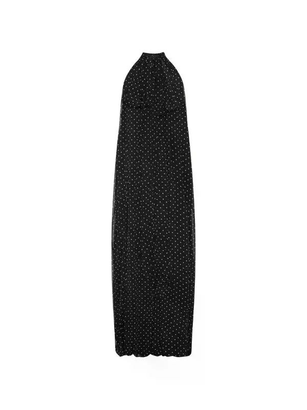 ROTATE BY BIRGER CHRISTENSEN Chiffon Dotted Halterneck Balloon Jumpsuit - Black