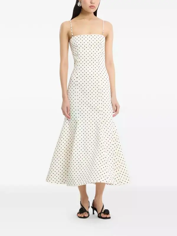 ROTATE BY BIRGER CHRISTENSEN Polka Dot Midi Dress
