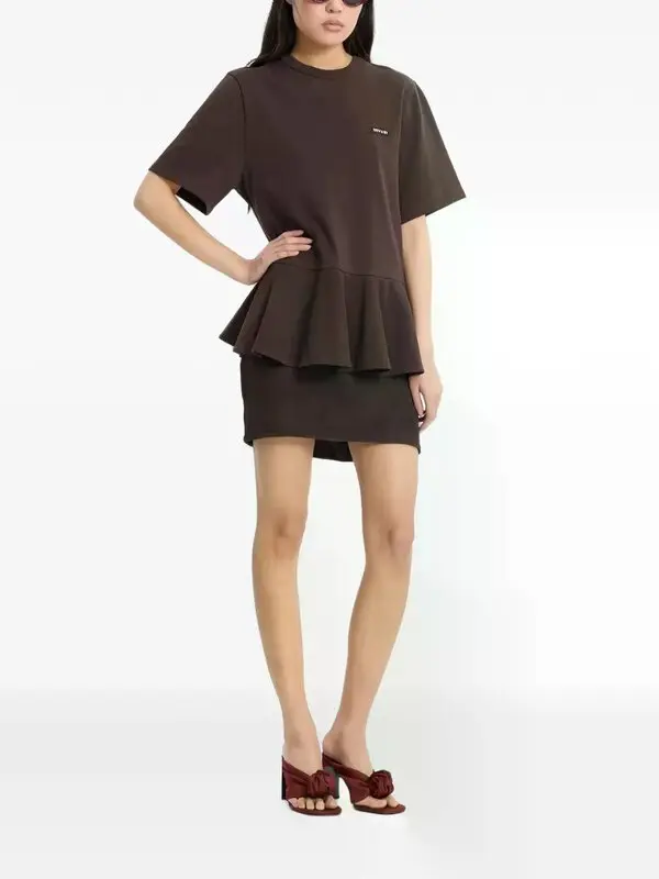 ROTATE BY BIRGER CHRISTENSEN Peplum T-shirt - Brown