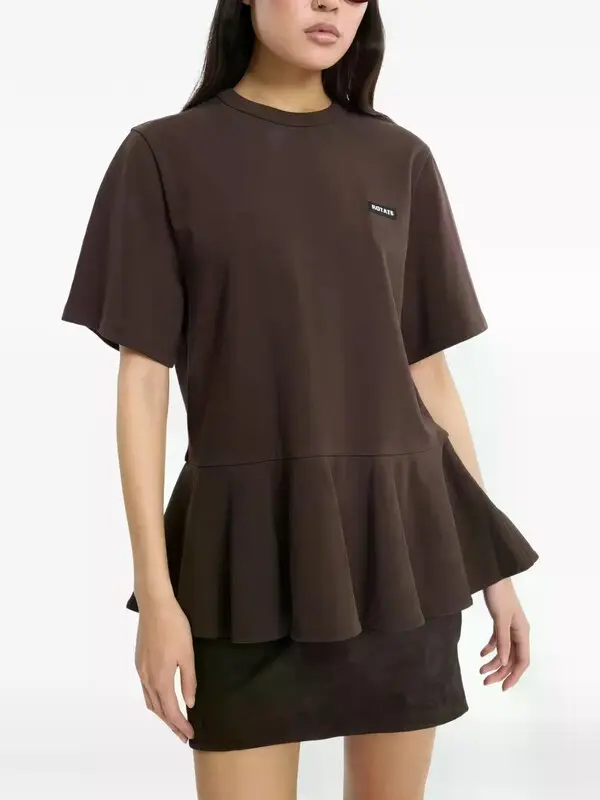 ROTATE BY BIRGER CHRISTENSEN Peplum T-shirt - Brown
